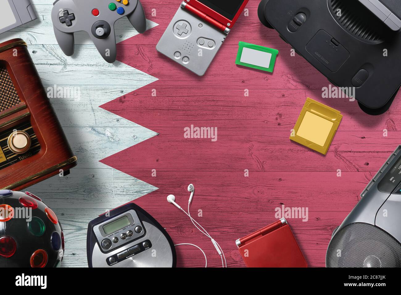 Bahrain retro gaming concept. A collection of retro video game ...