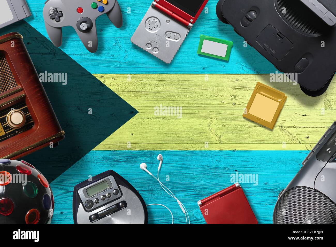 Bahamas retro gaming concept. A collection of retro video game ...