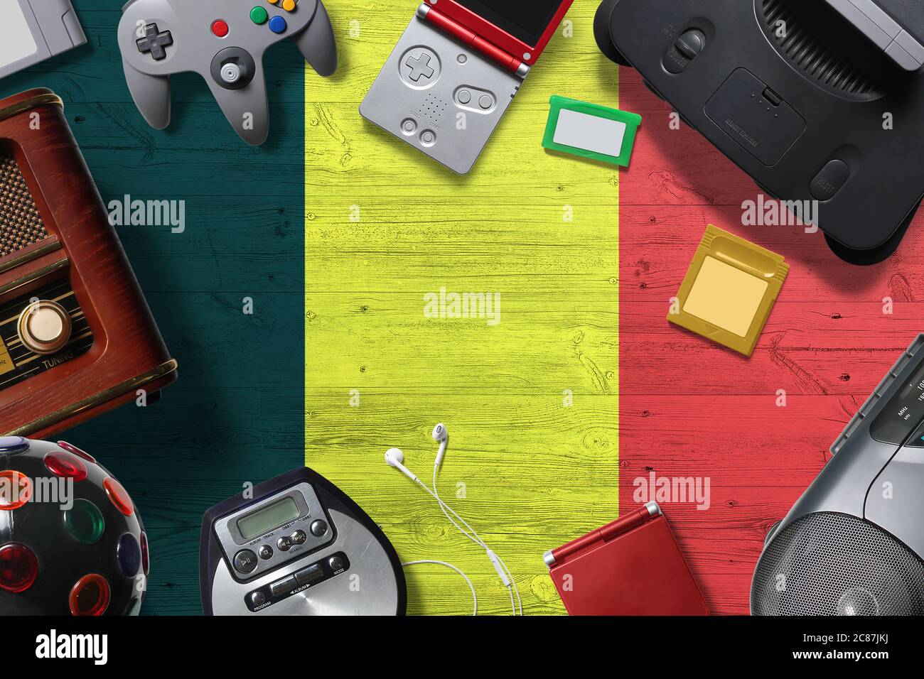 Belgium retro gaming concept. A collection of retro video game ...