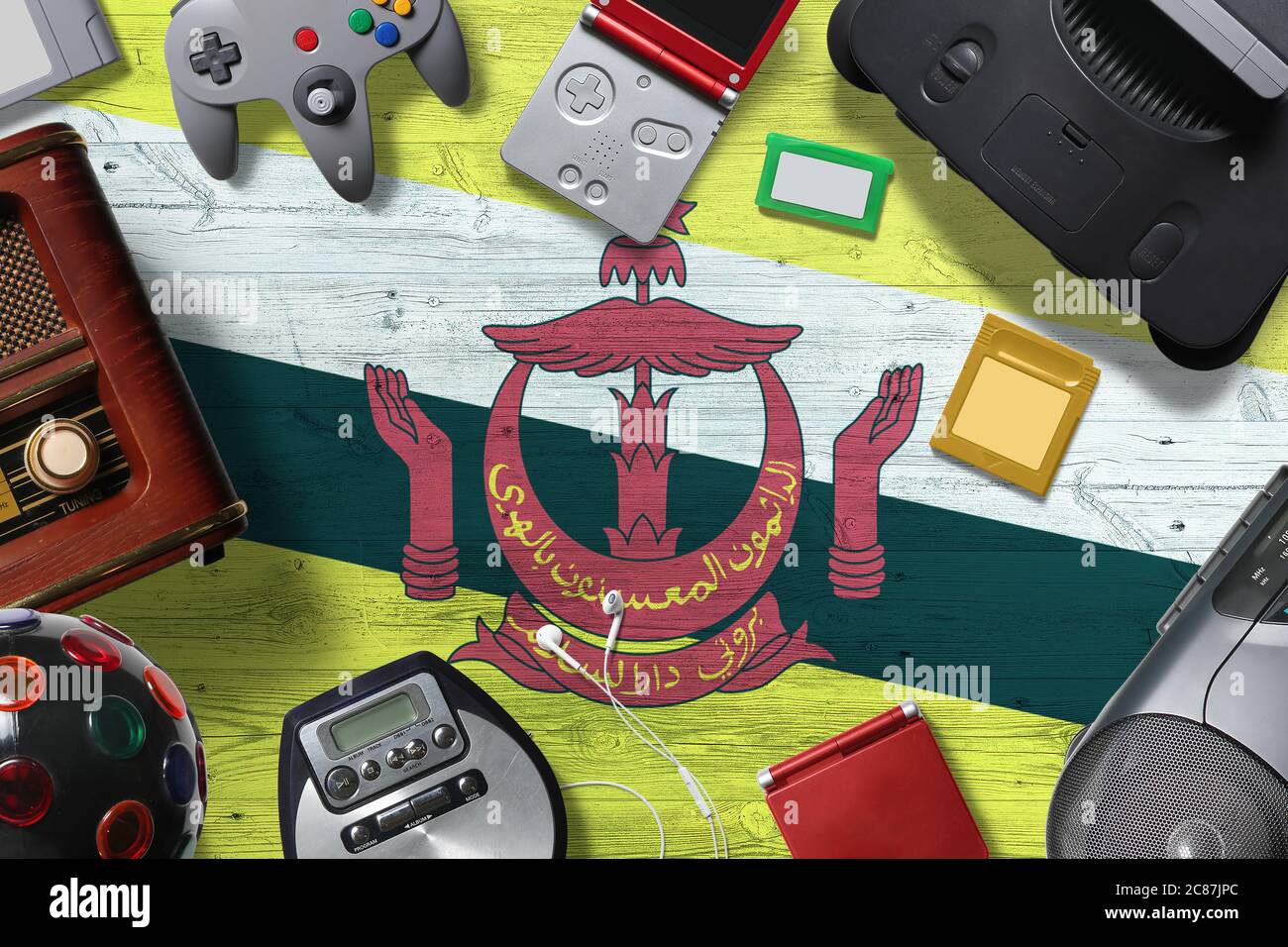 Brunei retro gaming concept. A collection of retro video game ...