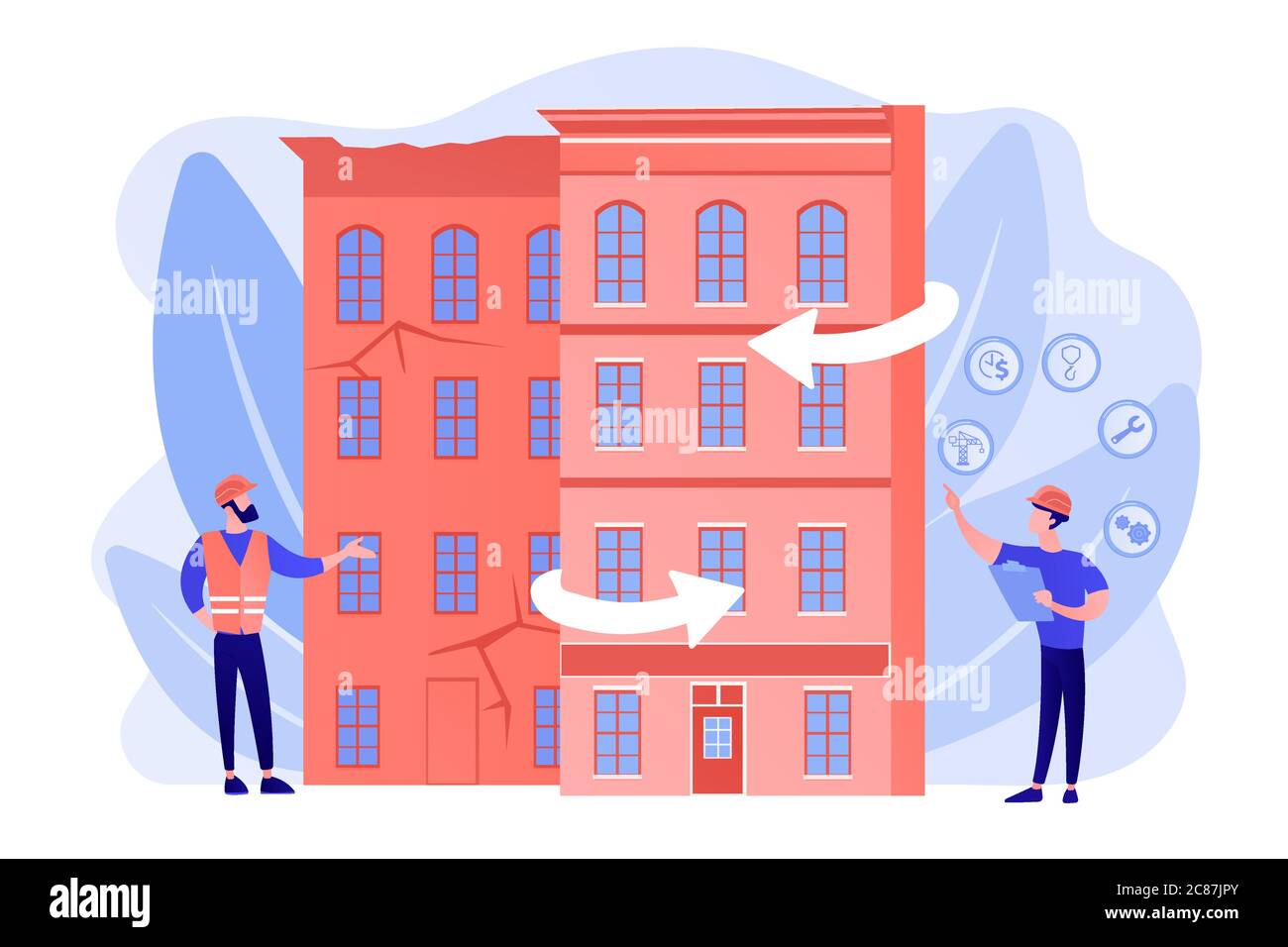 Old buildings modernization concept vector illustration Stock Vector ...