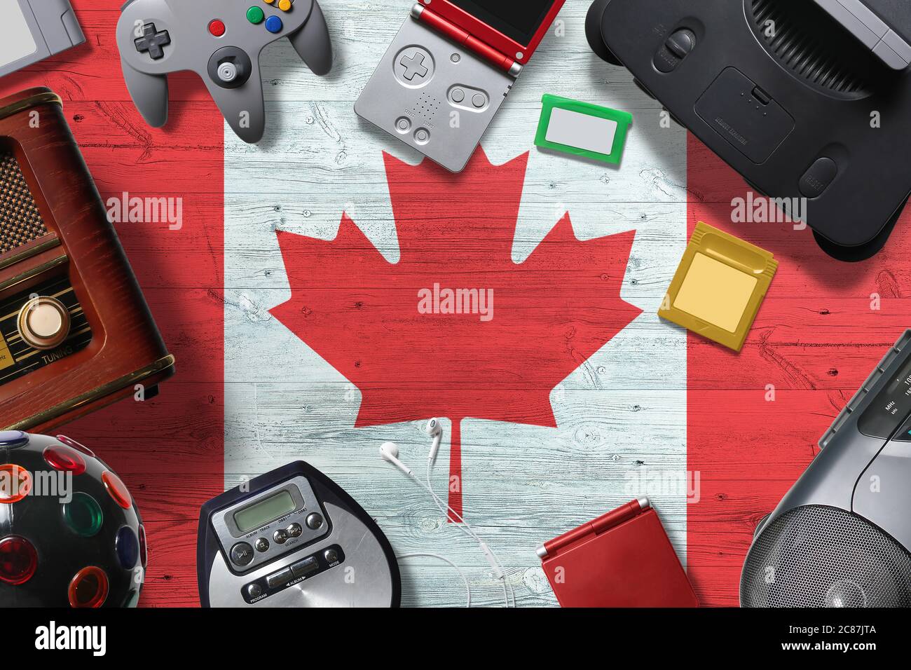 Canada retro gaming concept. A collection of retro video game ...