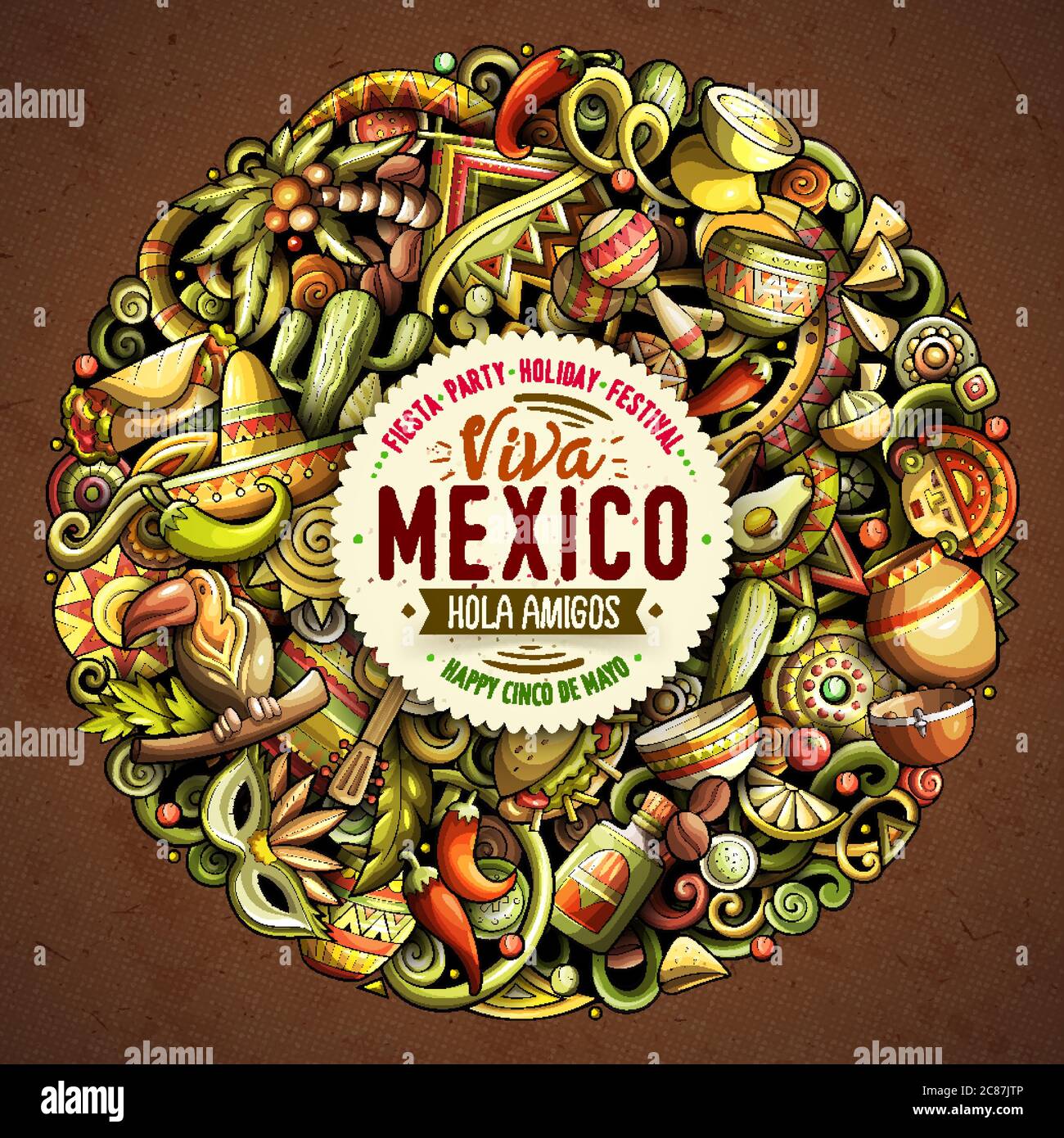 Cartoon vector doodles Latin America illustration Stock Vector Image ...