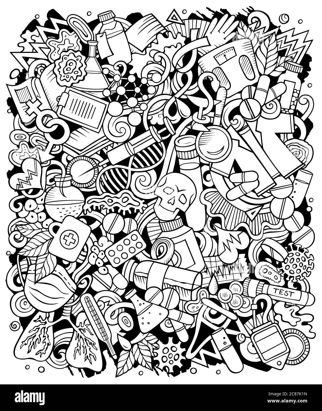 Medicine hand drawn vector doodles illustration. Medical poster design ...