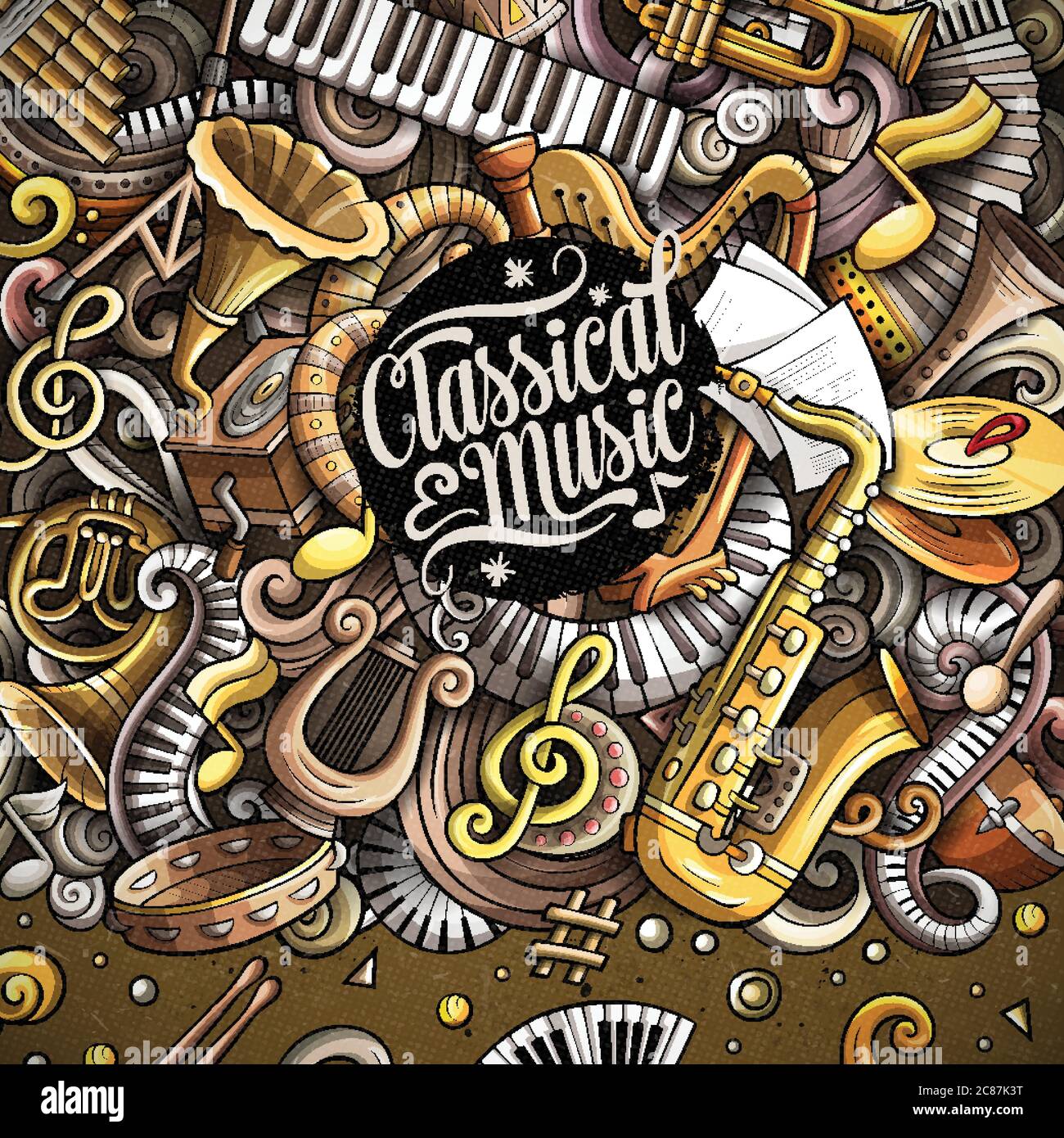 Cartoon vector doodles Classic music frame Stock Vector Image & Art - Alamy