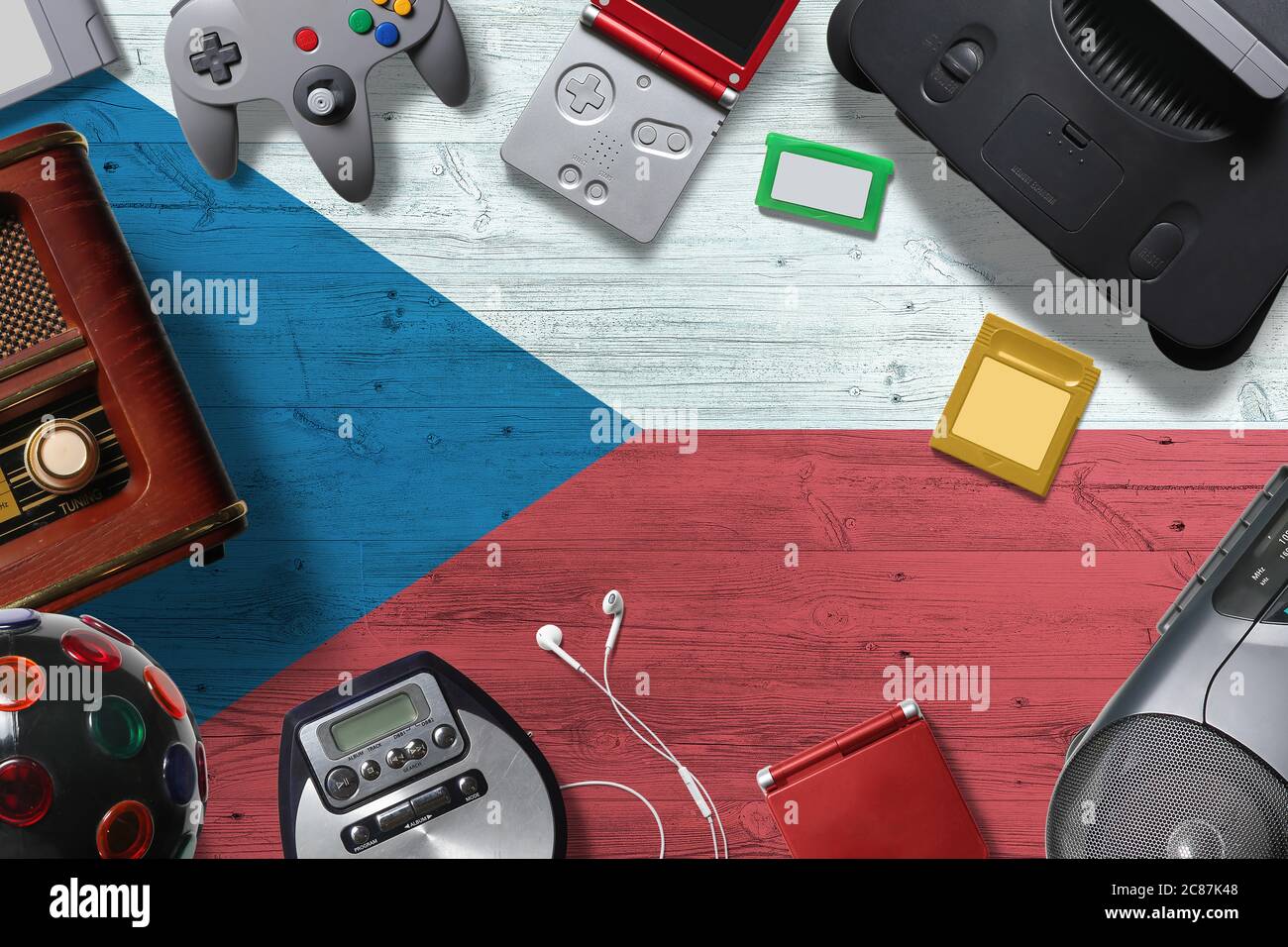 Czech Republic retro gaming concept. A collection of retro video game ...