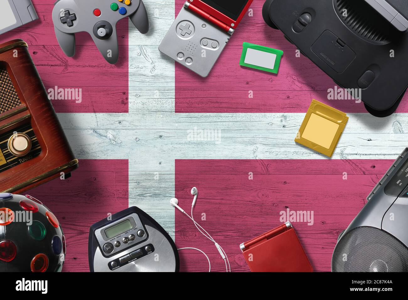 Denmark retro gaming concept. A collection of retro video game ...