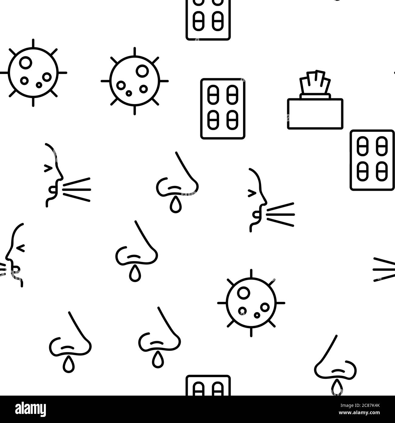 Flu Symptoms And Cure Vector Seamless Pattern Stock Vector Image & Art ...