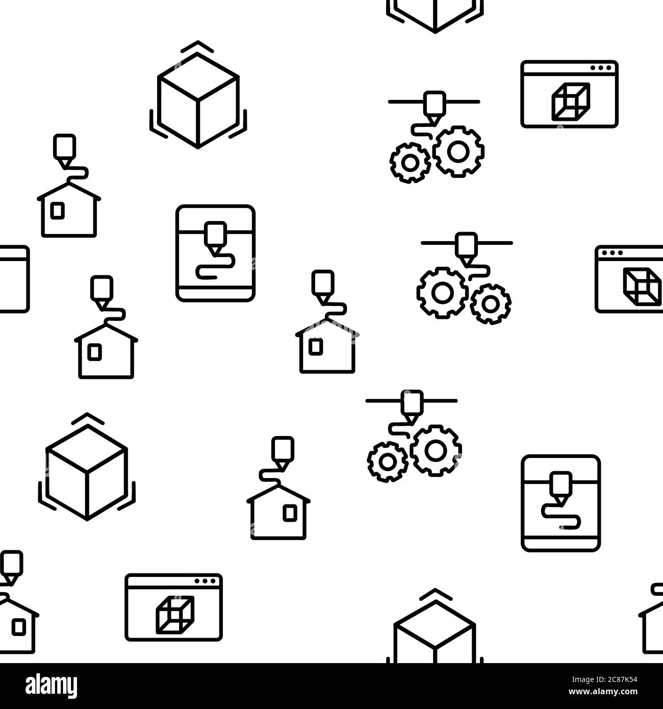 3d Printing Processing Vector Seamless Pattern Stock Vector Image & Art ...