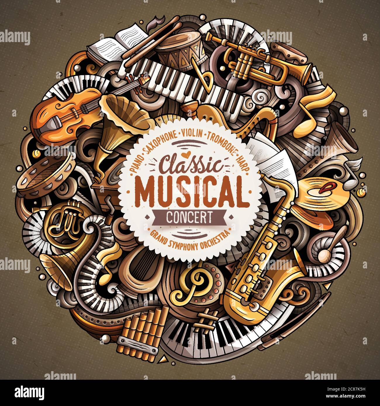Cartoon vector doodles Classic music illustration Stock Vector Image ...