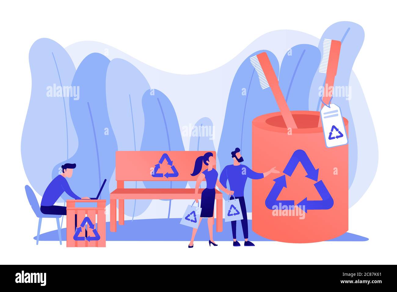 Waste free wood products concept vector illustration Stock Vector Image ...