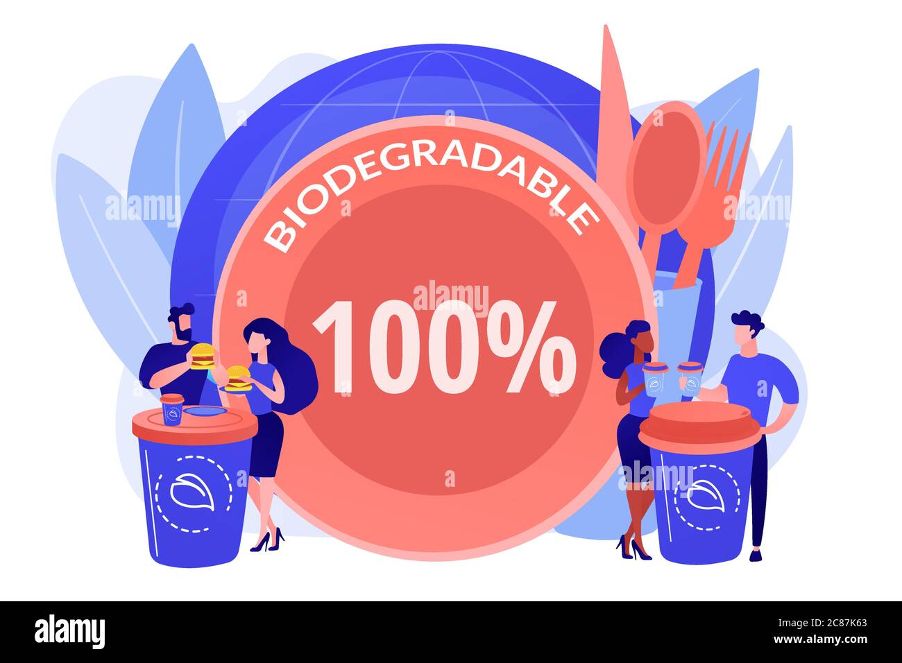 Biodegradable disposable tableware concept vector illustration Stock ...