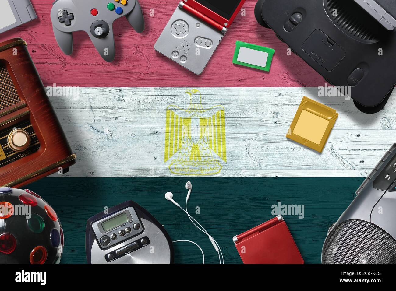 Egypt retro gaming concept. A collection of retro video game ...