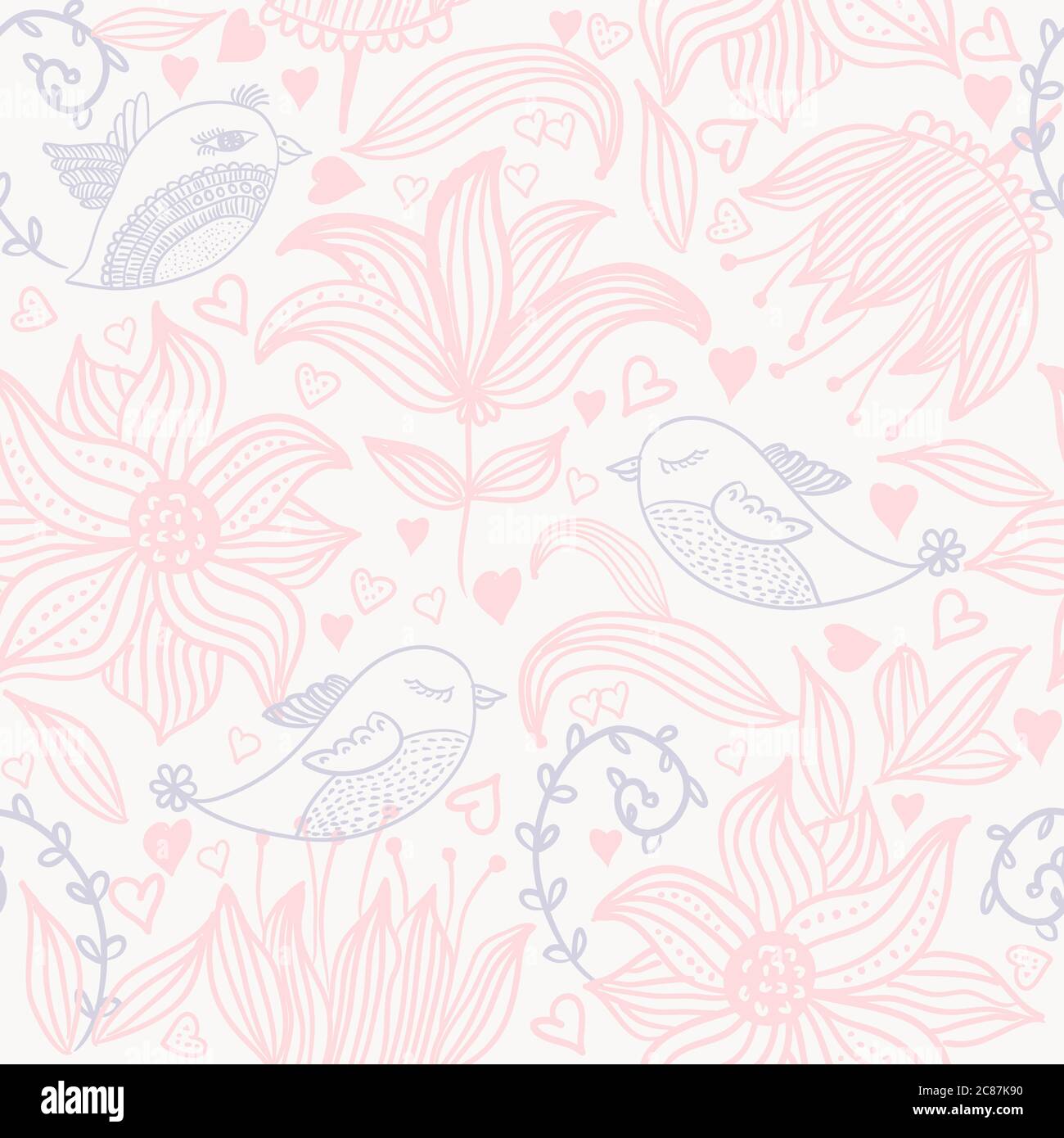 Flowers birds in spring Stock Vector Images - Alamy