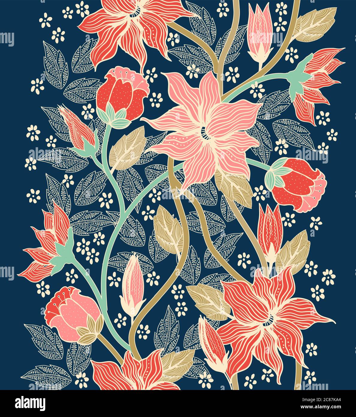 vertical seamless colorful floral pattern in doodle style with flowers ...