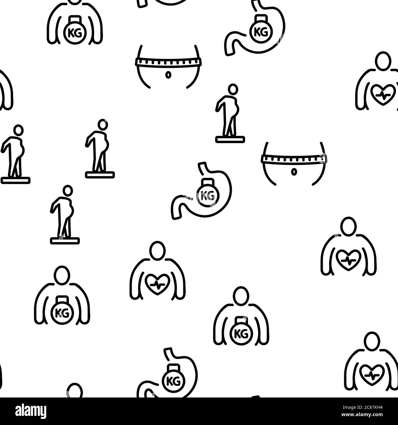 Obesity And Overweight Vector Seamless Pattern Stock Vector Image & Art ...