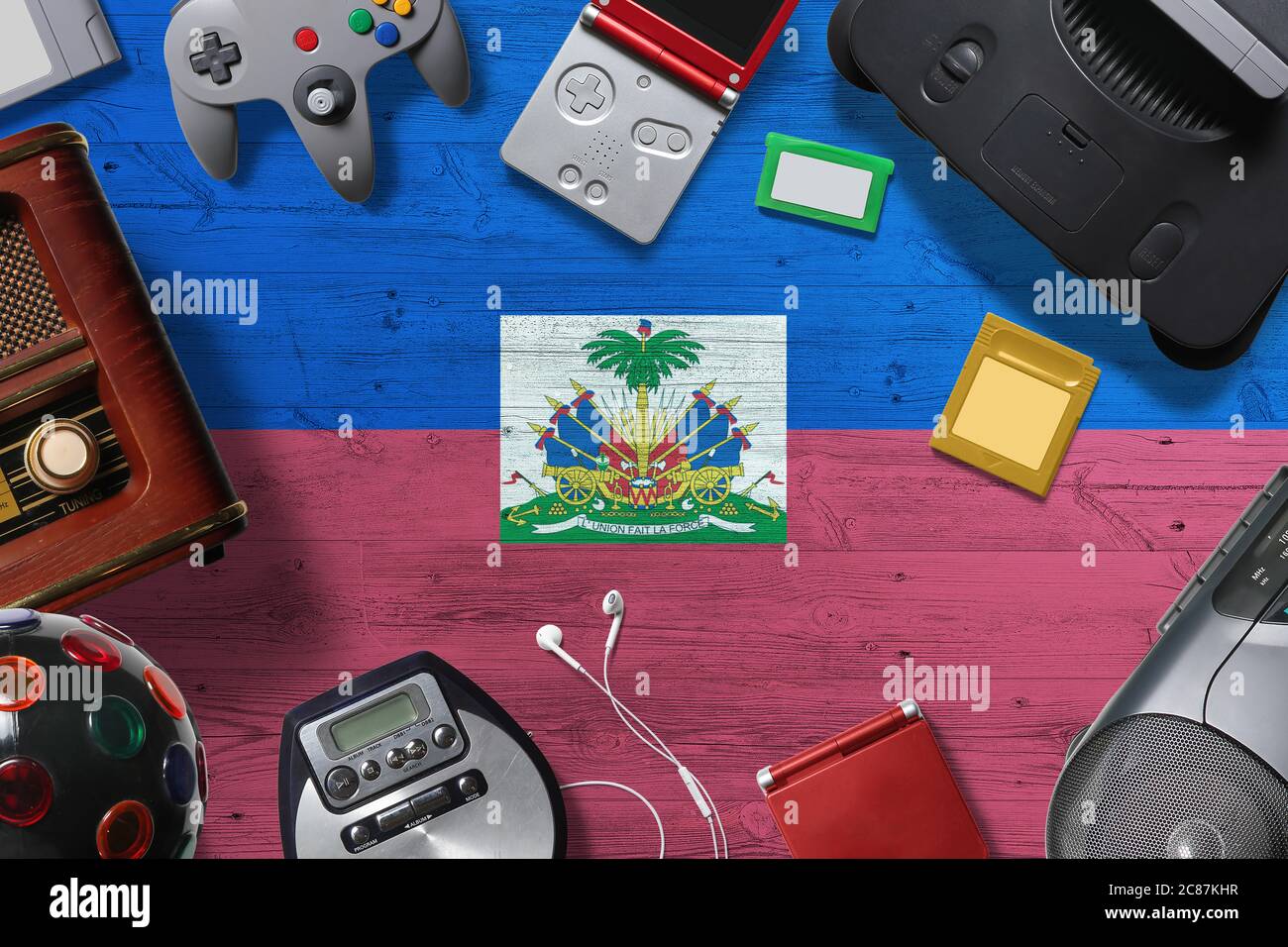 Haiti retro gaming concept. A collection of retro video game ...