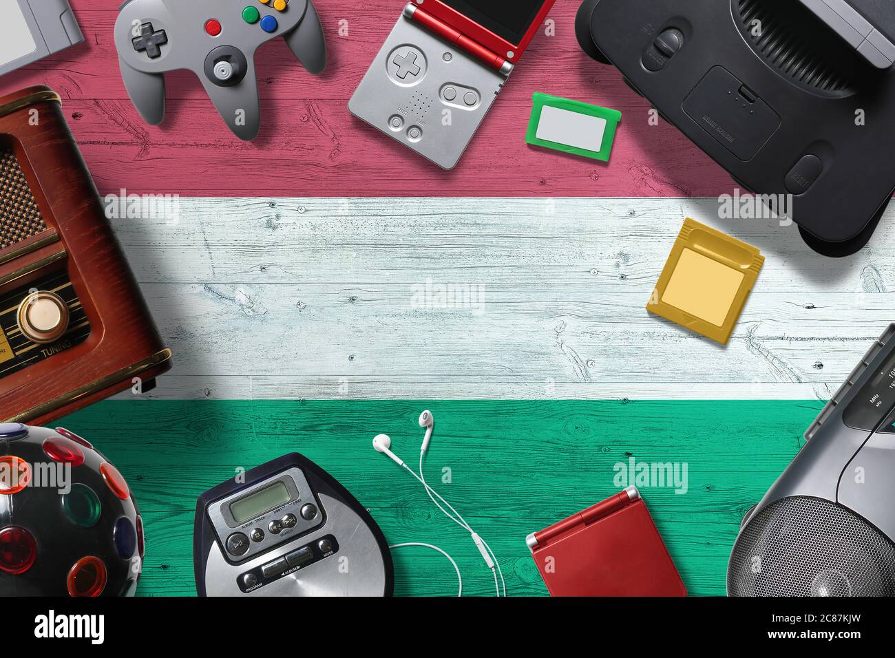 Hungary retro gaming concept. A collection of retro video game ...