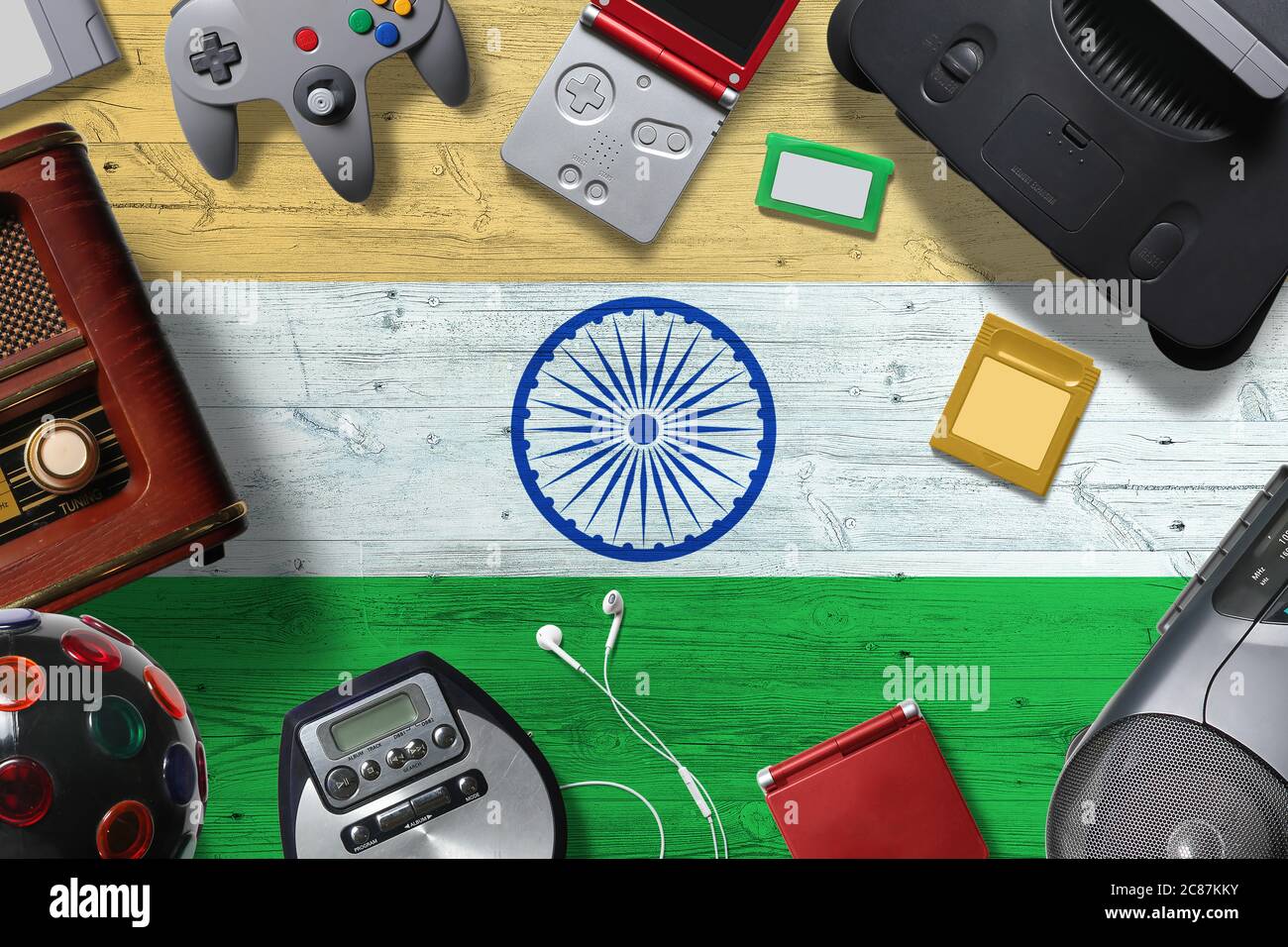 India retro gaming concept. A collection of retro video game ...