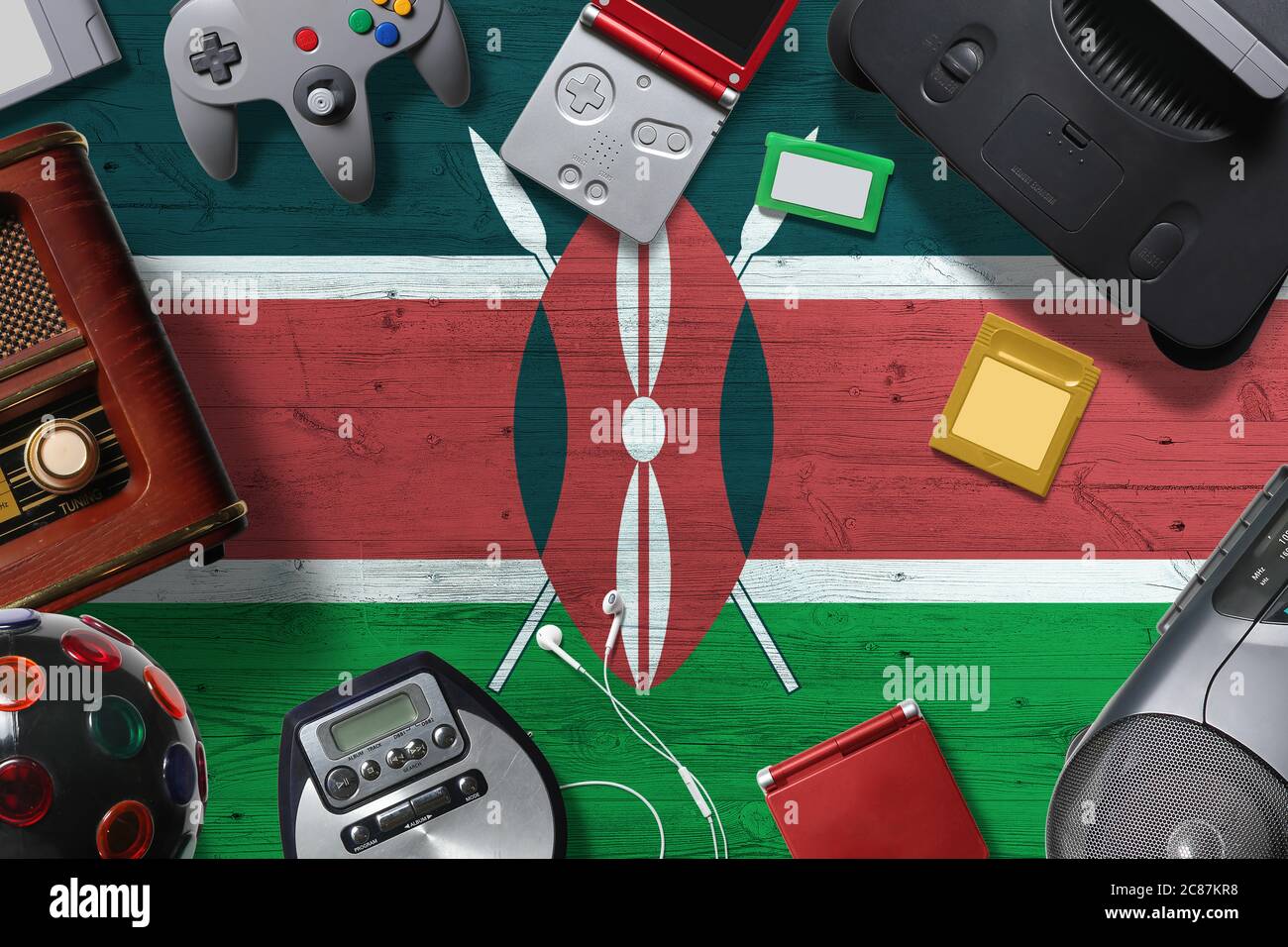 Kenya retro gaming concept. A collection of retro video game ...