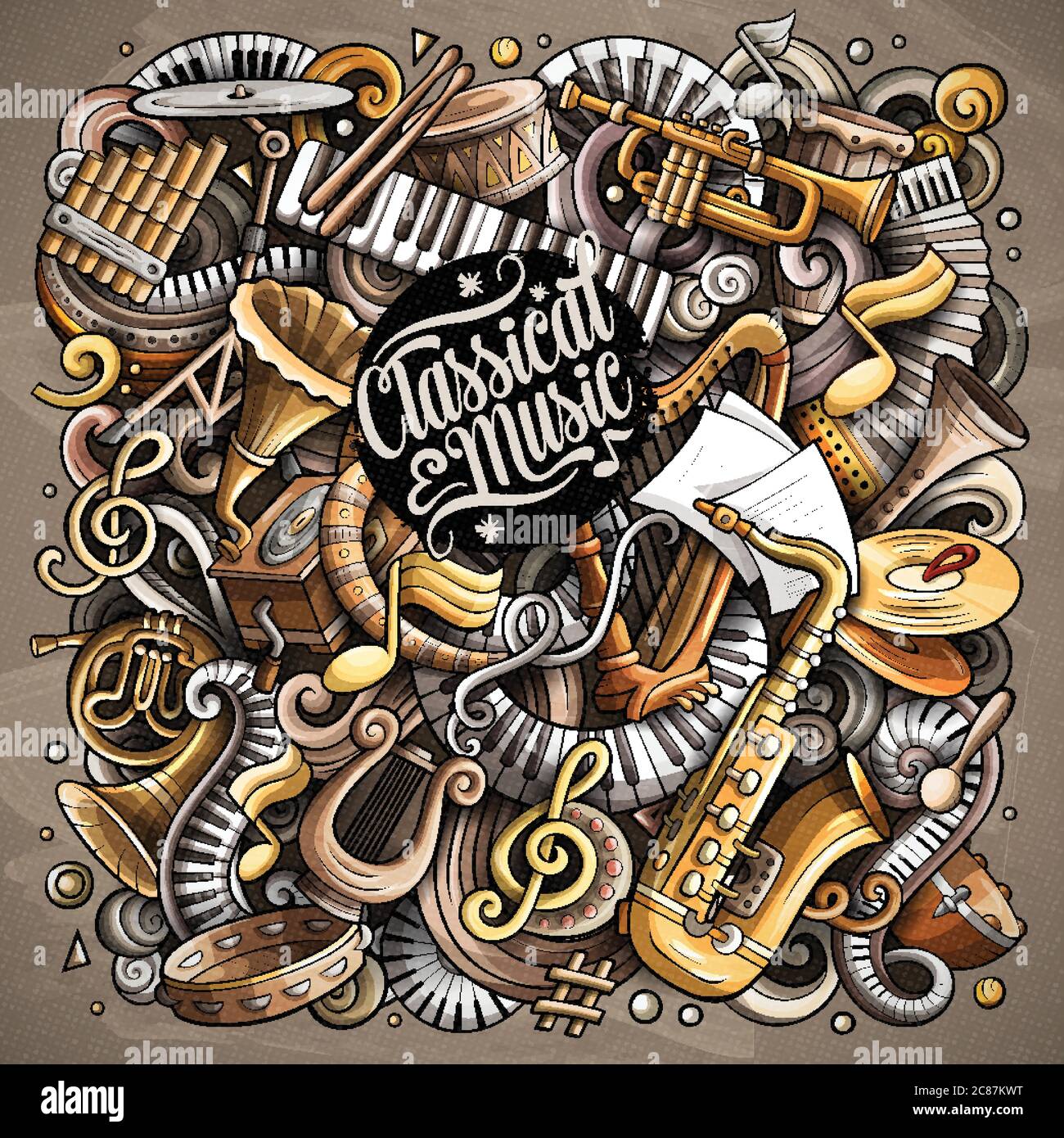Cartoon vector doodles Classic music illustration Stock Vector Image ...