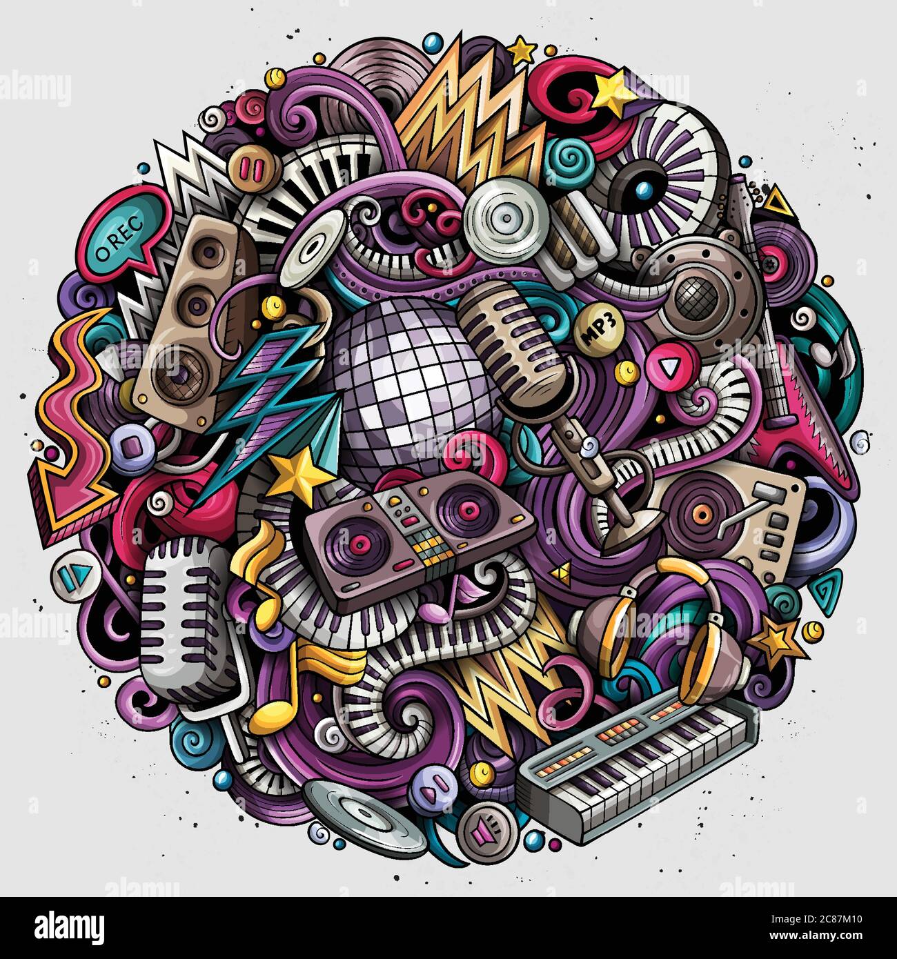 Cartoon vector doodles Disco music illustration Stock Vector Image ...