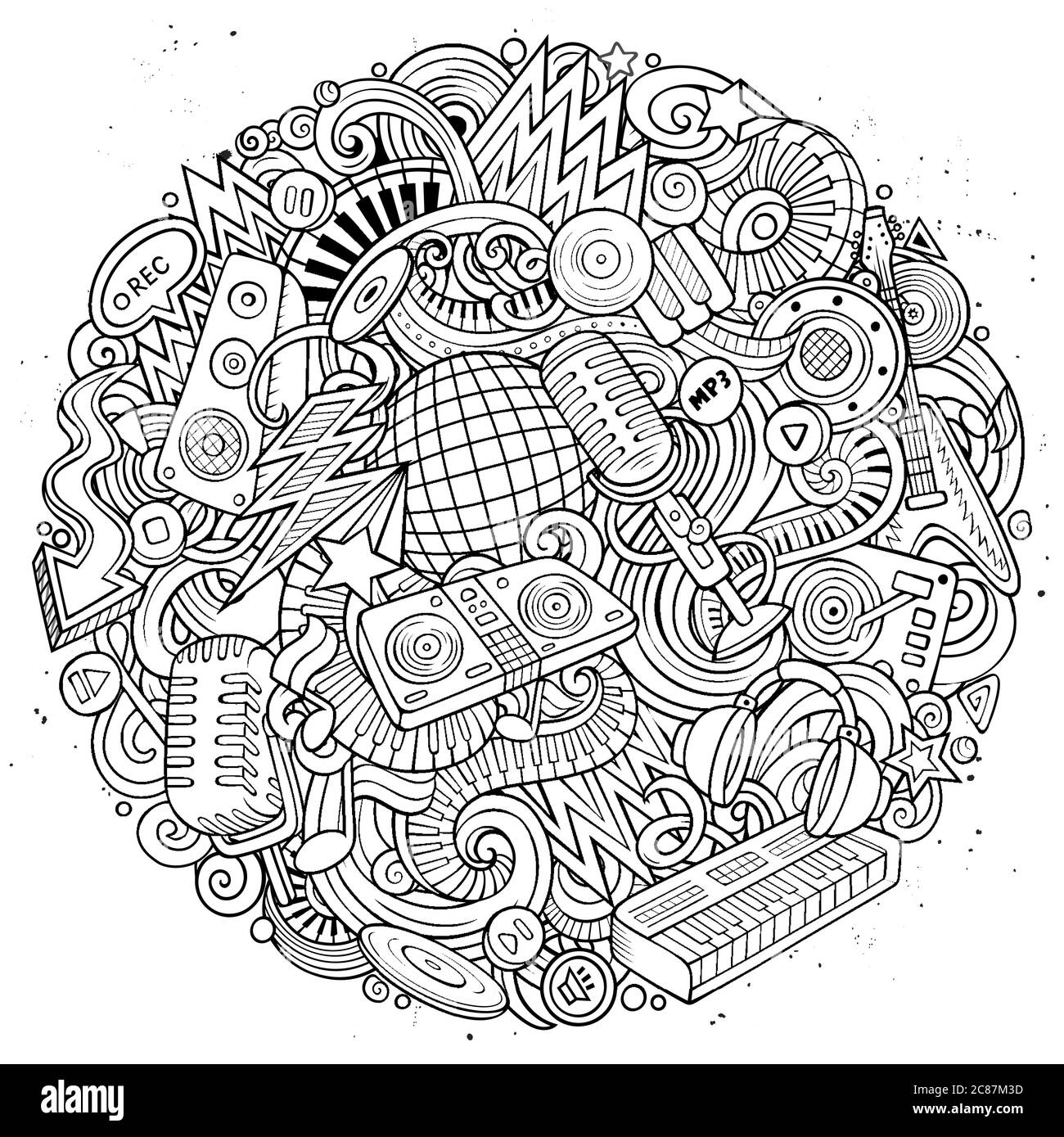 Cartoon vector doodles Disco music illustration Stock Vector Image ...