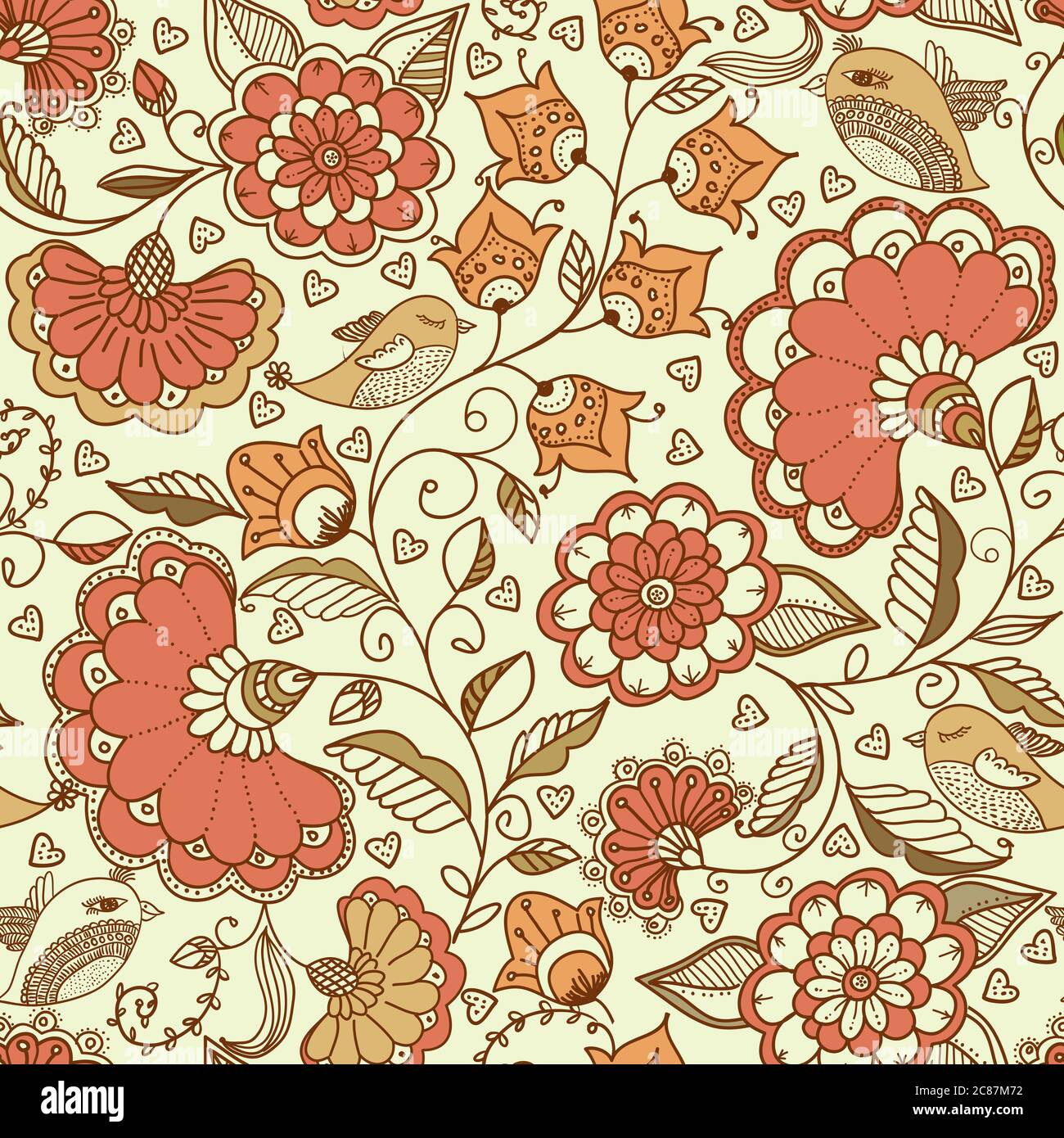 vector floral seamless pattern with flowers Stock Vector Image & Art ...
