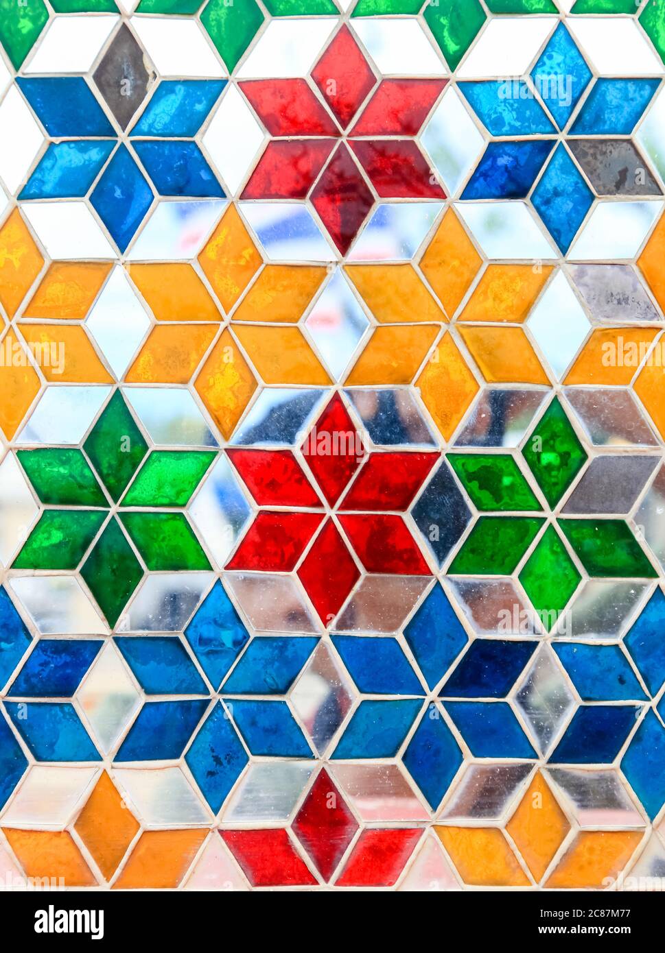 color mosiac glass pattern on the wall Stock Photo - Alamy