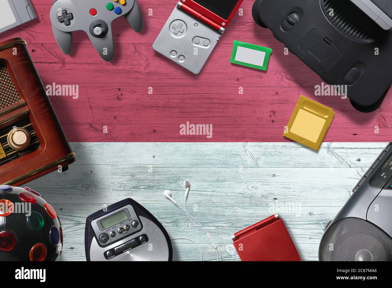 Monaco retro gaming concept. A collection of retro video game ...