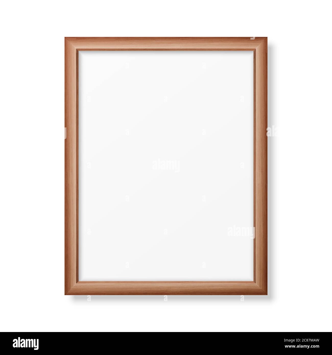 Vector 3d Realistic A4 Brown Wooden Simple Modern Frame Icon Closeup ...