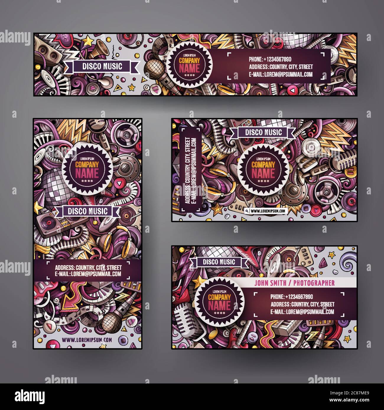 Corporate Identity vector templates set design with doodles hand drawn ...