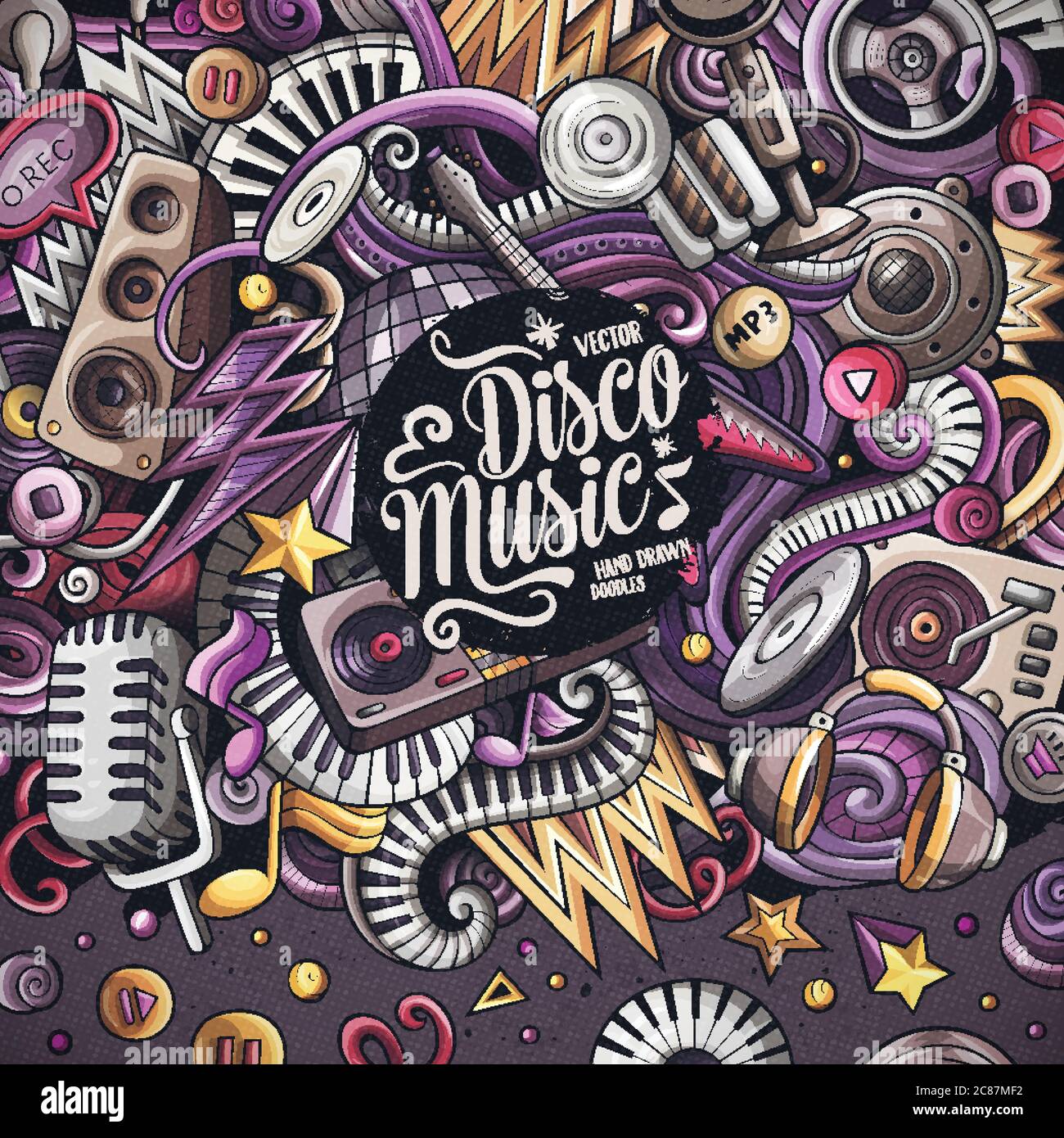 Cartoon vector doodles disco hi-res stock photography and images - Alamy