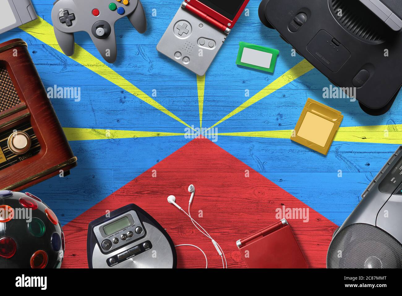 Reunion retro gaming concept. A collection of retro video game ...