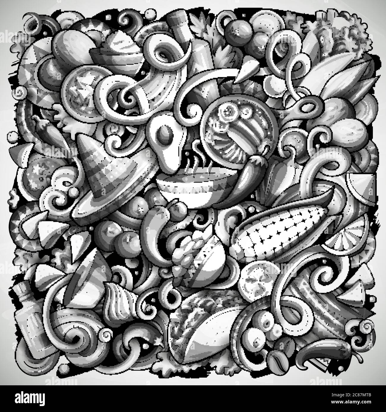 Mexican food hand drawn vector doodles illustration. Cuisine poster ...
