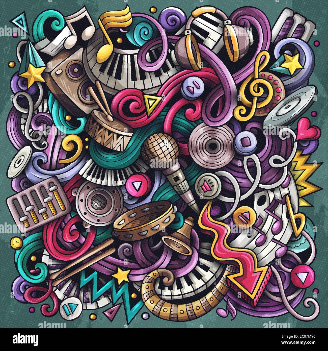 Music hand drawn vector doodles illustration. Musical poster design ...