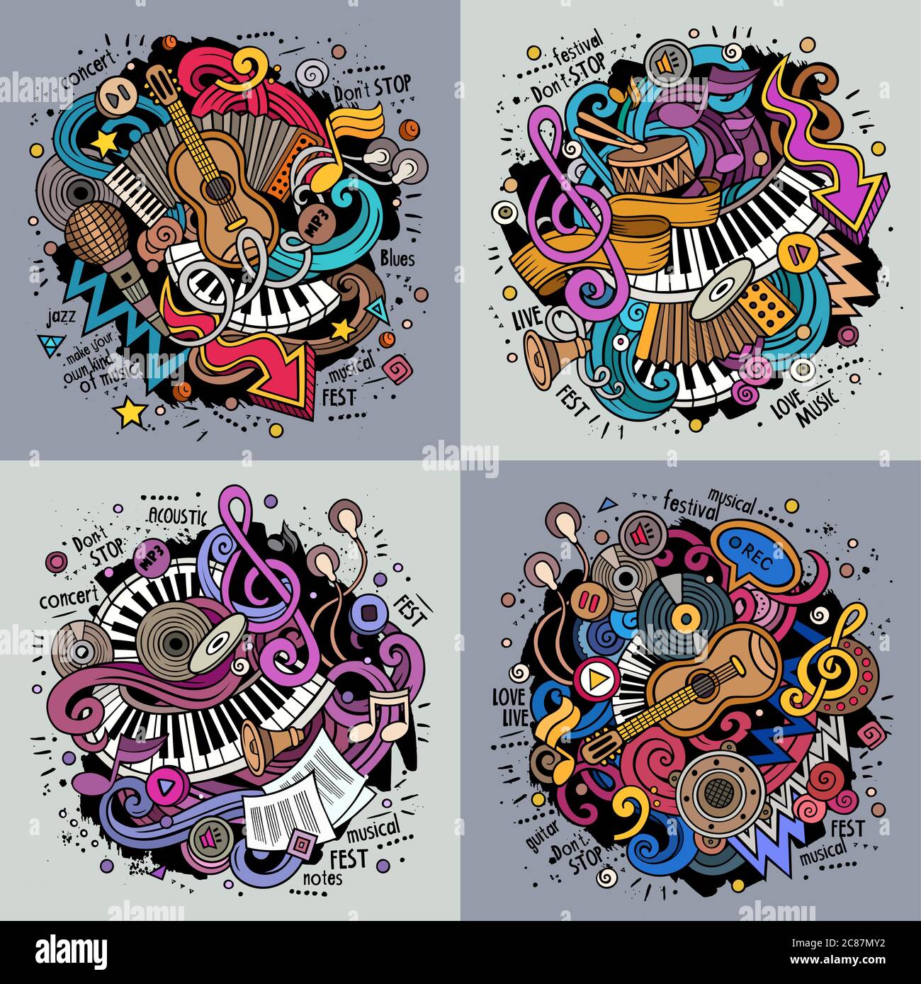 Music cartoon vector doodle illustration Stock Vector Image & Art - Alamy