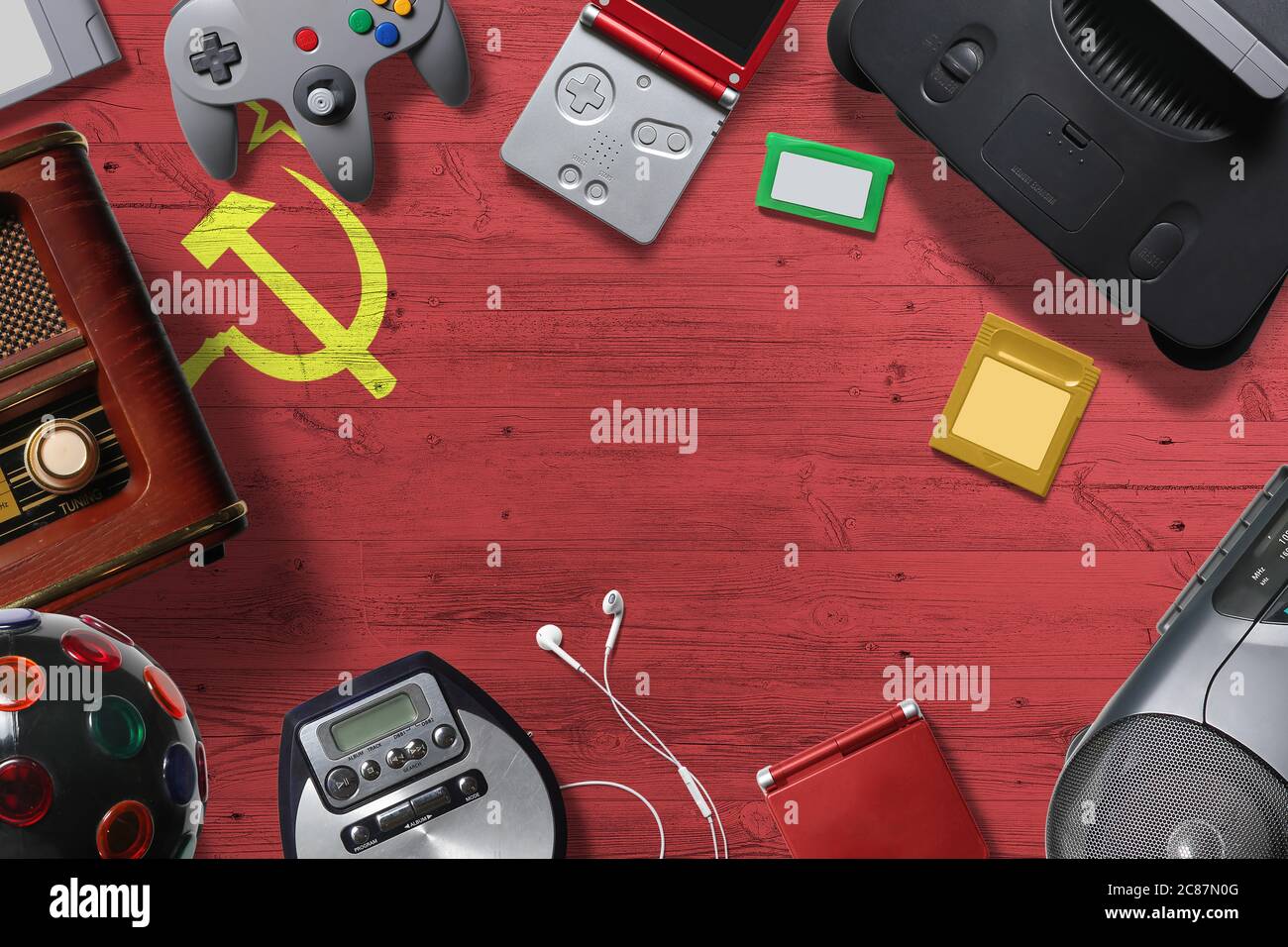 Soviet Union retro gaming concept. A collection of retro video game ...