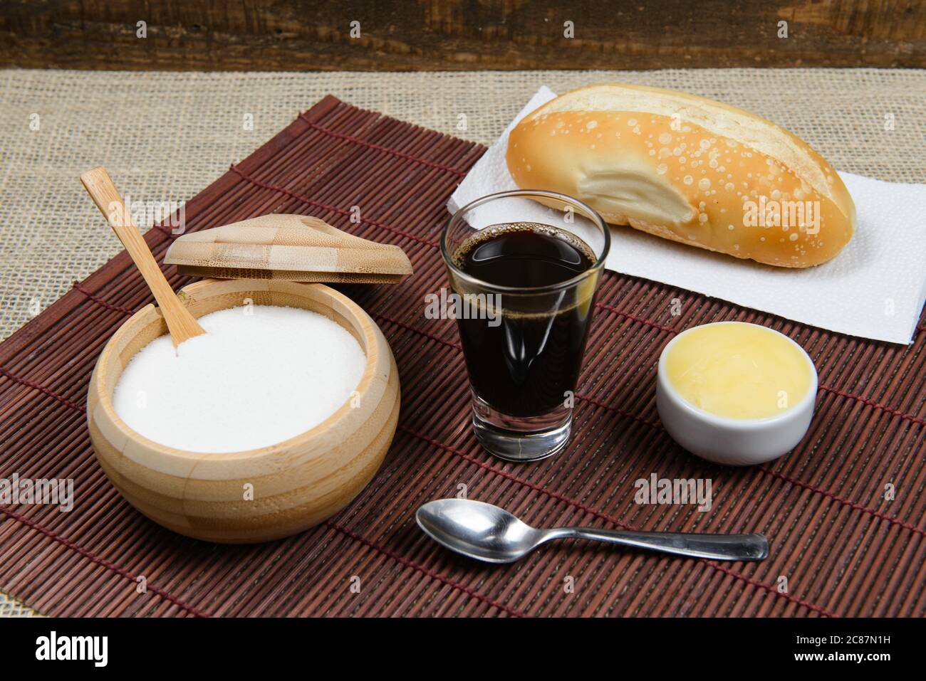 Basic Brazilian breakfast with coffee and bread with butter Stock Photo ...