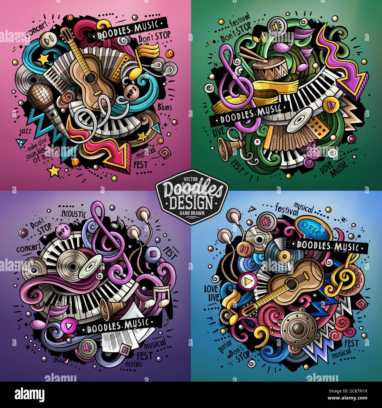 Music cartoon vector doodle illustration Stock Vector Image & Art - Alamy