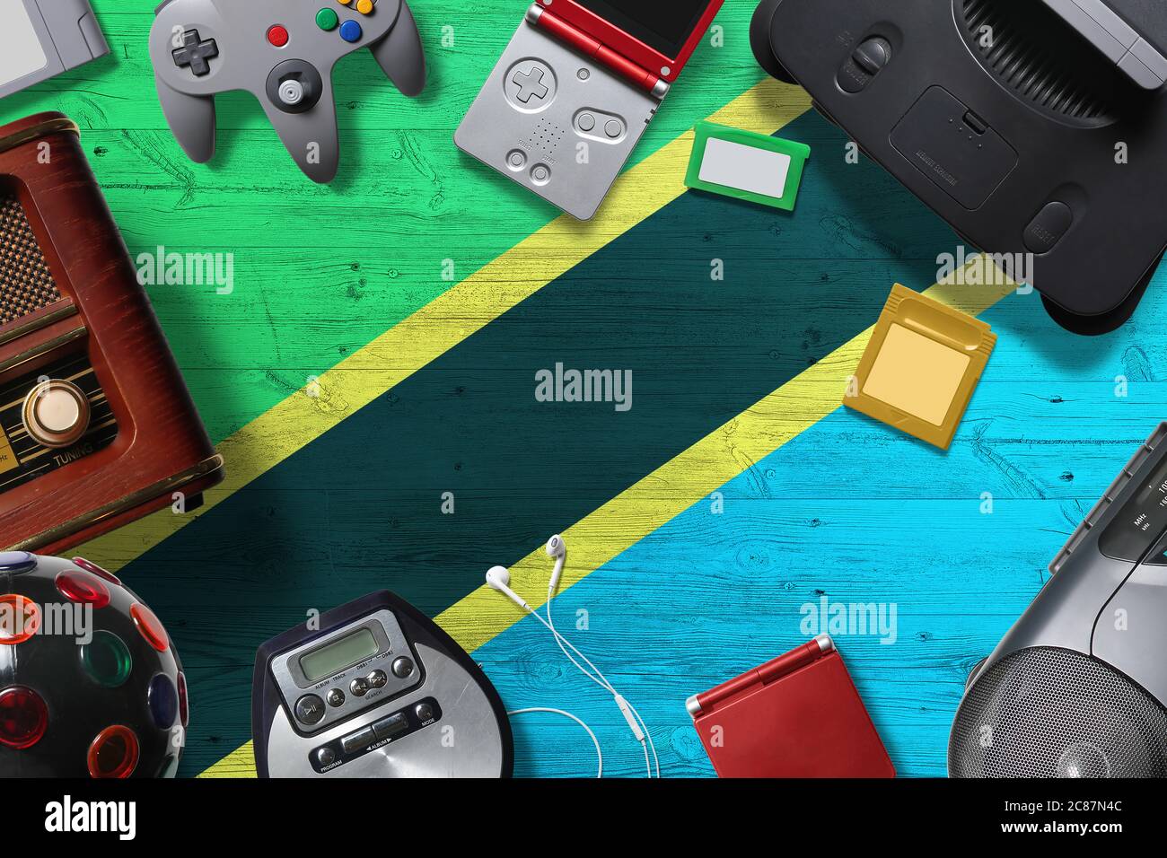 Tanzania retro gaming concept. A collection of retro video game ...