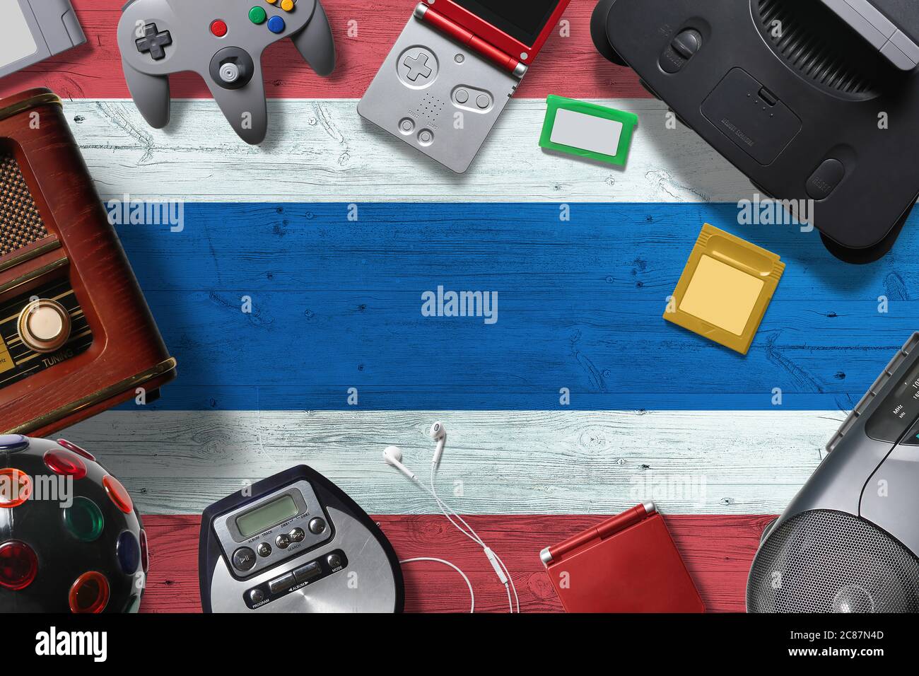 Thailand retro gaming concept. A collection of retro video game ...