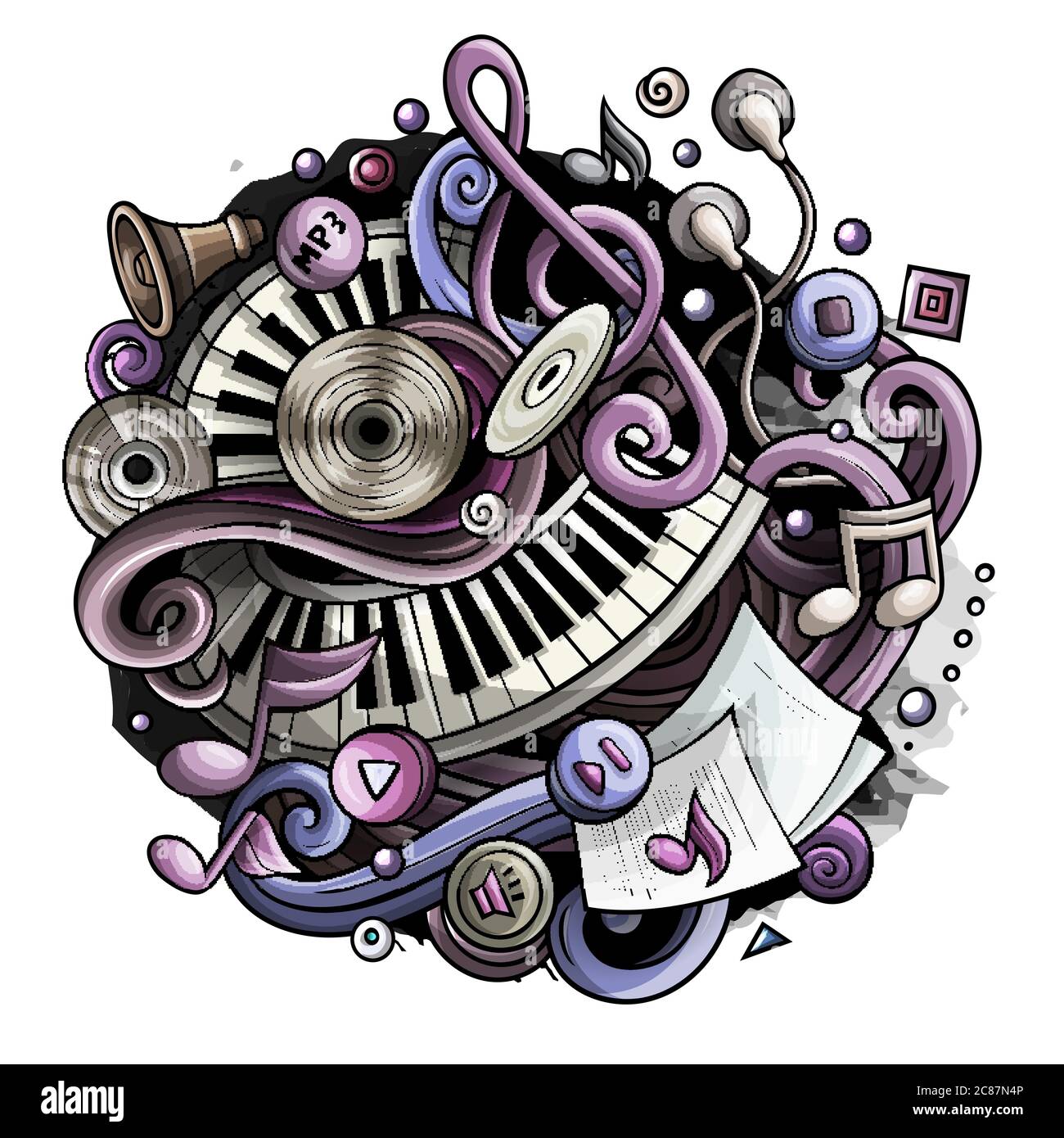 Cartoon cute doodles Music illustration Stock Vector Image & Art - Alamy