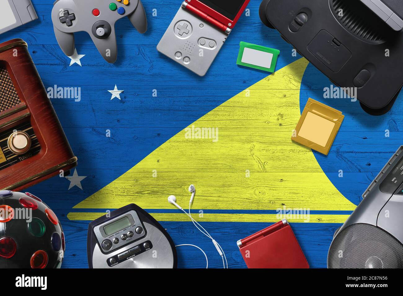 Tokelau retro gaming concept. A collection of retro video game ...