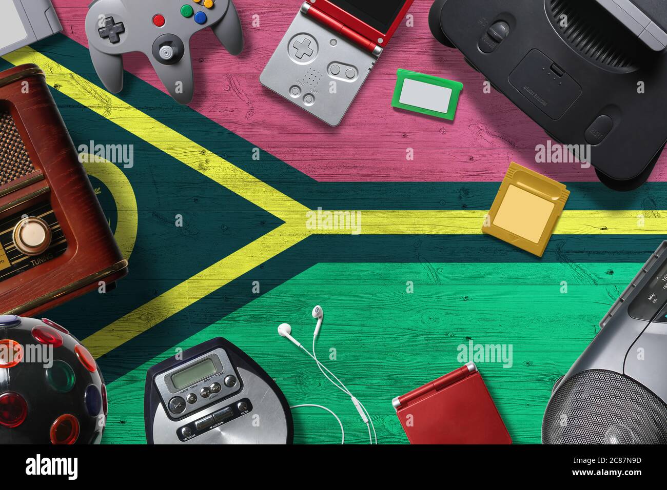 Vanuatu retro gaming concept. A collection of retro video game ...
