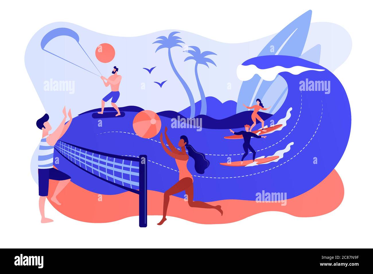 Summer beach activities concept vector illustration Stock Vector Image ...