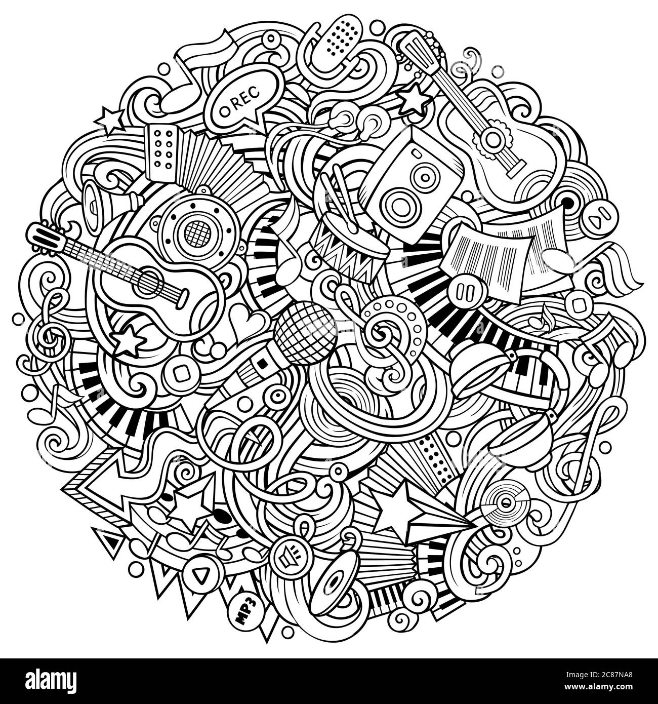 Cartoon vector doodles Music illustration Stock Vector Image & Art - Alamy