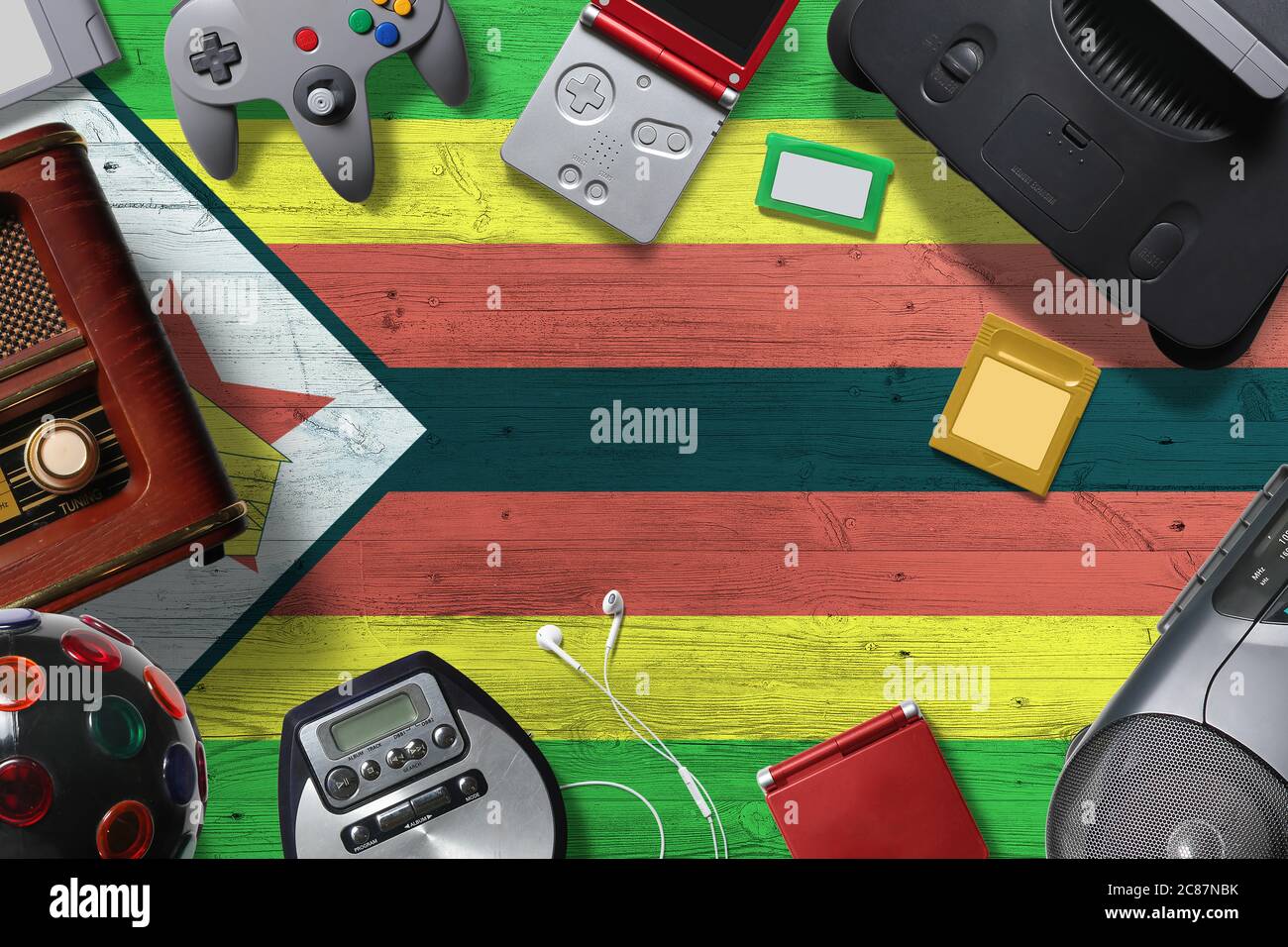 Zimbabwe retro gaming concept. A collection of retro video game ...