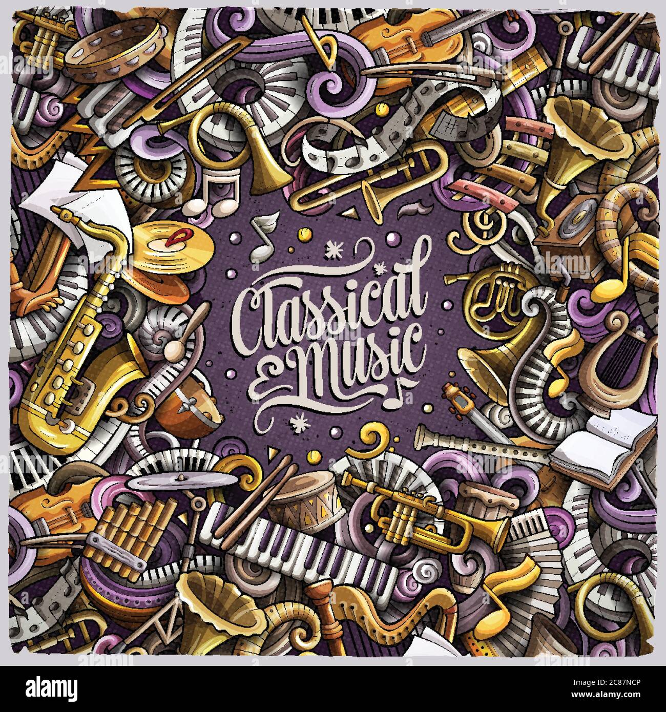 Cartoon vector doodles Classic music frame Stock Vector Image & Art - Alamy