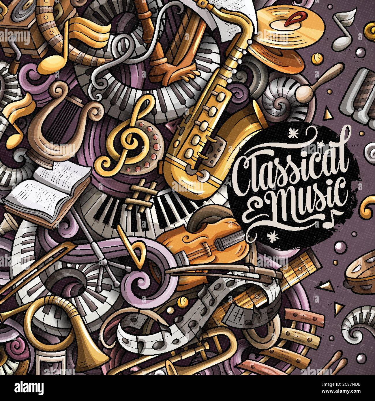 Cartoon vector doodles Classic music frame Stock Vector Image & Art - Alamy